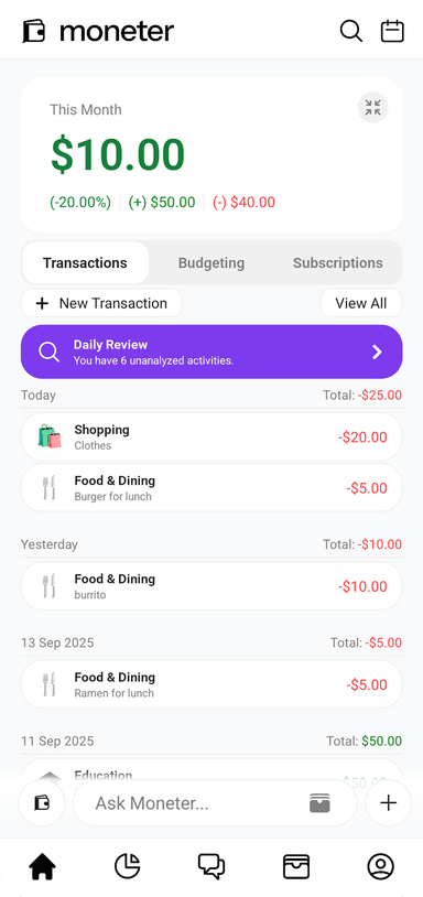 Moneter — Your AI finance-tracking companion